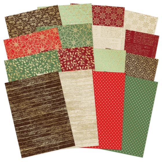 Timeless Poinsettias Foiled Edge-to-Edge Cardstock | Hunkydory Crafts