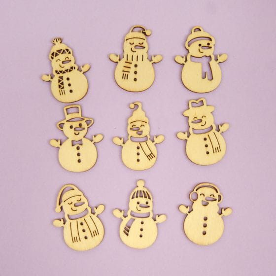 Laser Cut Wooden Shapes - Snowmen | Hunkydory Crafts