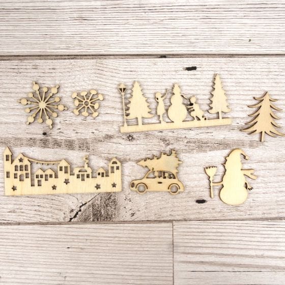 Laser Cut Wooden Shapes - Snowy Town | Hunkydory Crafts