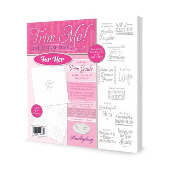 Trim Me! Foiled Insert Pad - For Her - Silver | Hunkydory Crafts