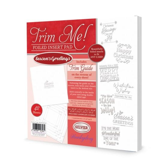 Trim Me! Foiled Insert Pad - Season's Greetings Silver | Hunkydory Crafts