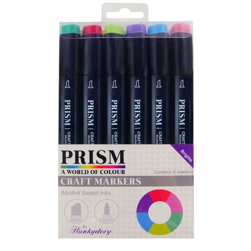 Prism Craft Markers Set 1 - Brights x 6 Pens | Hunkydory Crafts