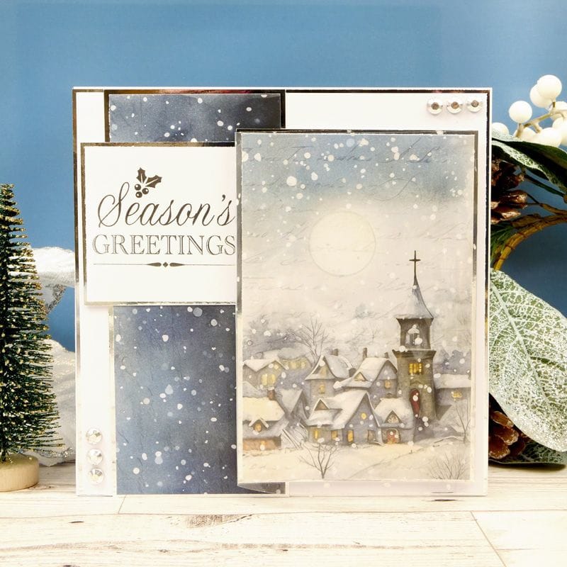 Trim Me! Foiled Insert Pad - Season's Greetings Silver | Hunkydory Crafts