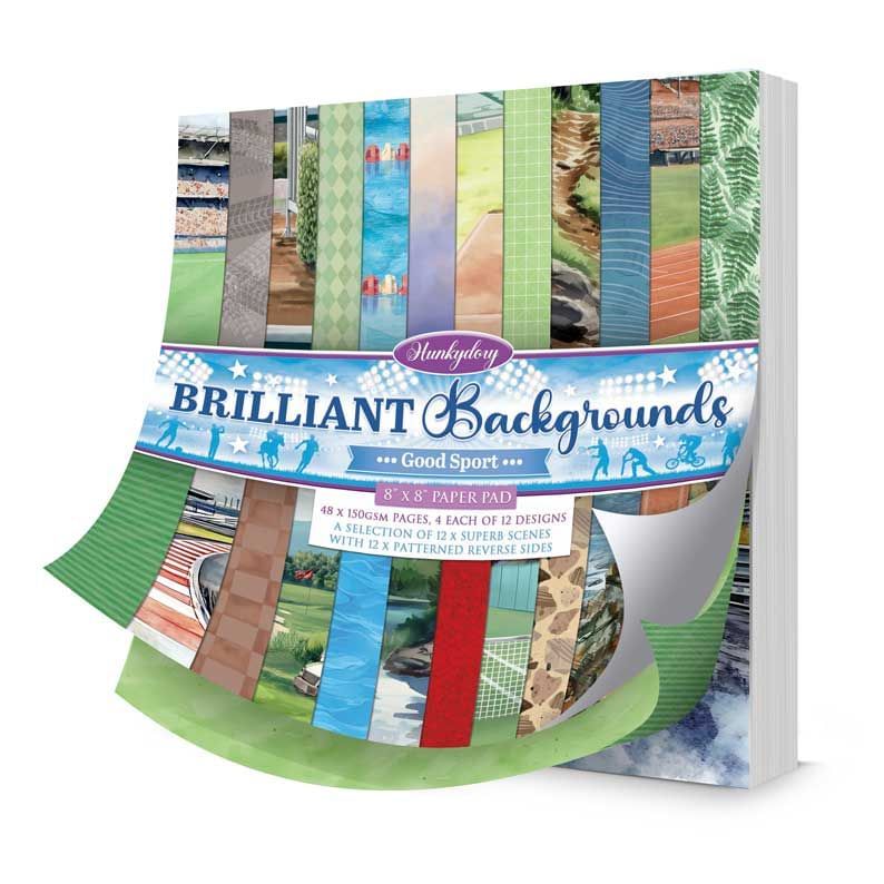 Brilliant Backgrounds - Good Sport 8" x 8" Paper Pad | Hunkydory Crafts