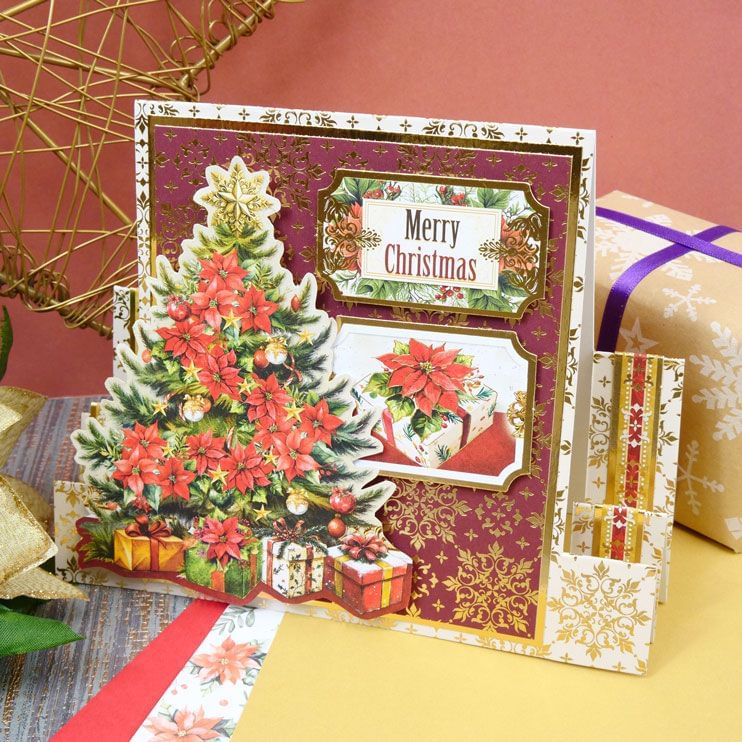 Timeless Poinsettias Foiled Edge-to-Edge Cardstock | Hunkydory Crafts