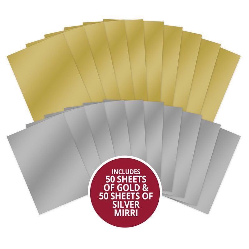Mirri Card Megabuy - Gold & Silver - 50 Sheets of each | Hunkydory Crafts