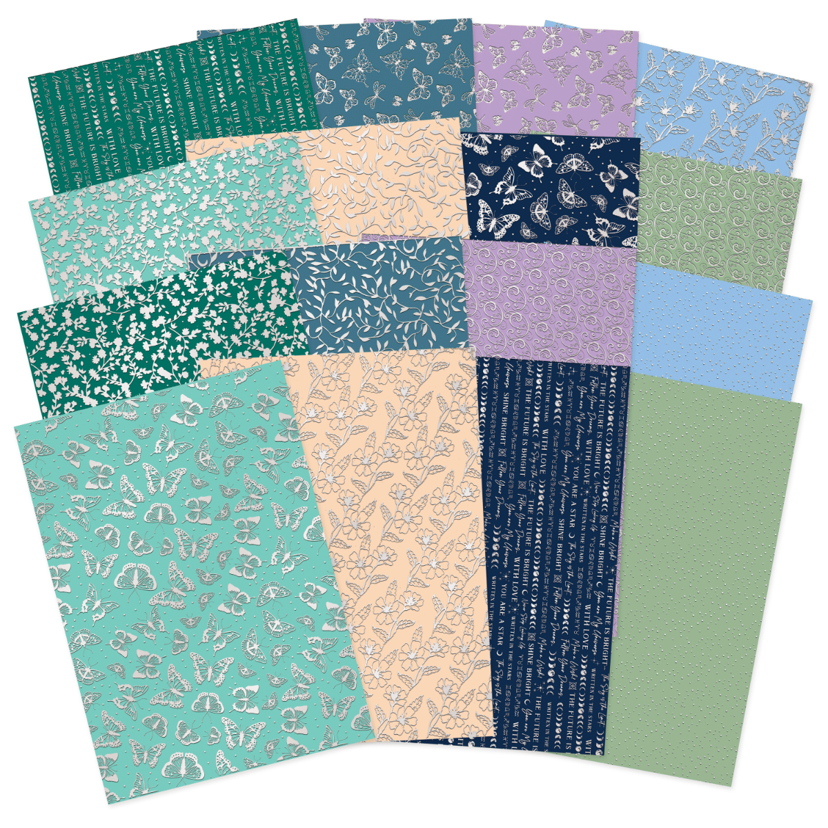 Fluttering Moonlight Foiled Edge-to-Edge Cardstock | Hunkydory Crafts