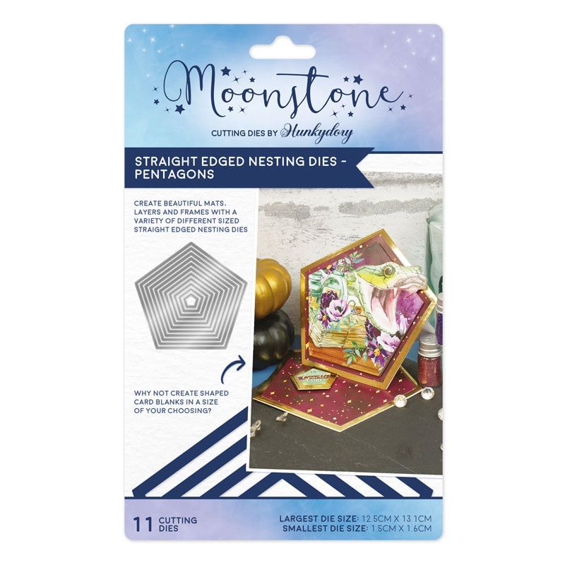 Moonstone Dies - Straight-Edged Nesting Dies - Pentagons | Hunkydory Crafts