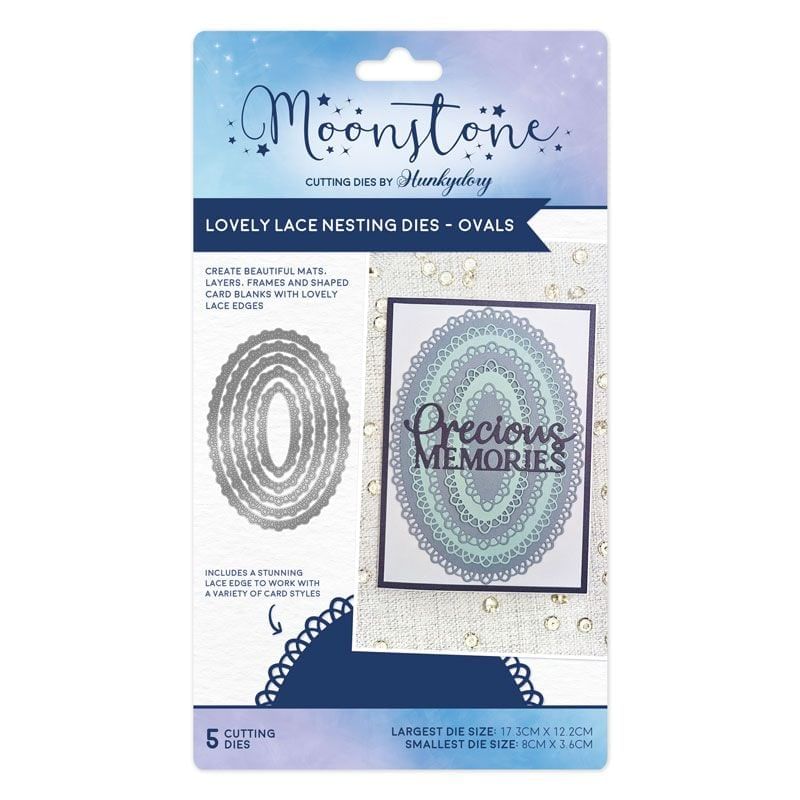 Moonstone Dies - Lovely Lace Nesting Dies - Ovals | Hunkydory Crafts