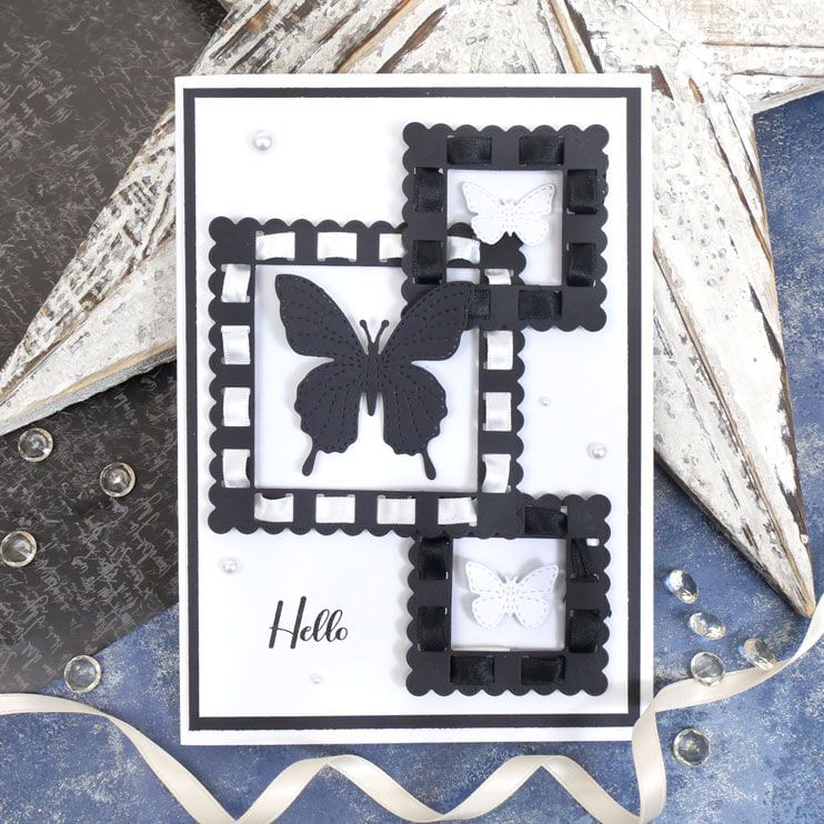 Moonstone Dies - Ribbon Threading Nesting Frames - Squares | Hunkydory Crafts