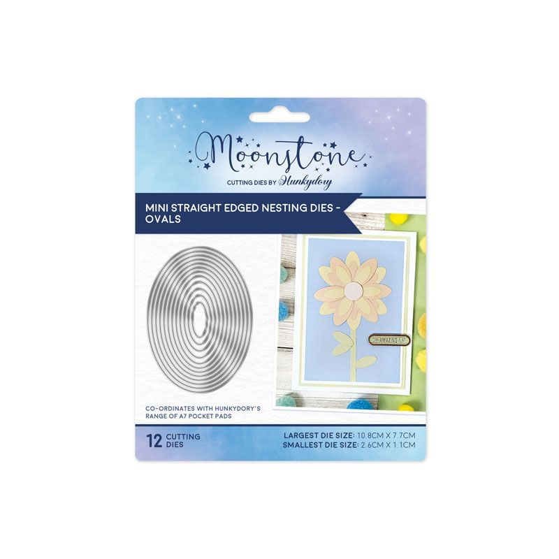 Moonstone Dies - Mini Straight Edged Nesting Dies - Ovals | Hunkydory Crafts