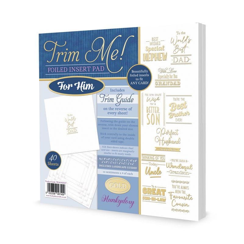 Trim Me! Foiled Insert Pad - For Him - Gold | Hunkydory Crafts