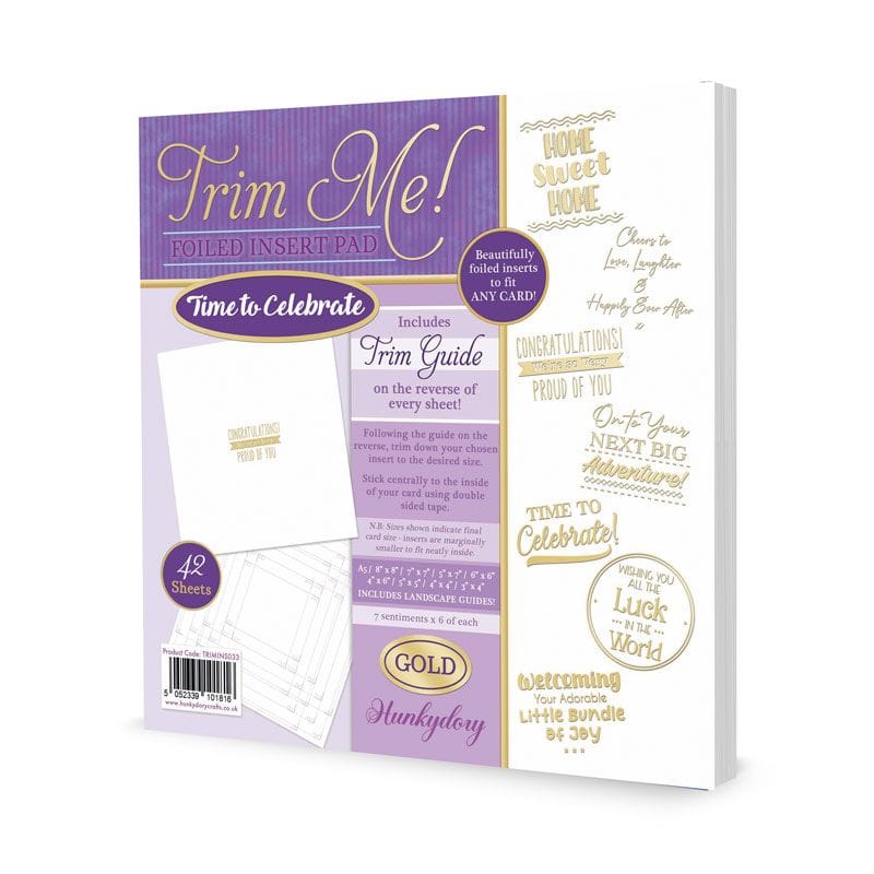 Trim Me! Foiled Insert Pad - Time to Celebrate - Gold | Hunkydory Crafts
