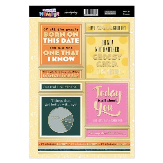 Hunkydory Humour Topper Sheet - Mark the Occasion | Hunkydory Crafts