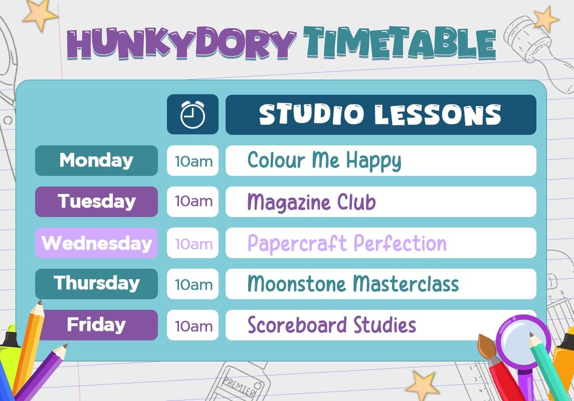 School of Craft Timetable | Hunkydory Crafts